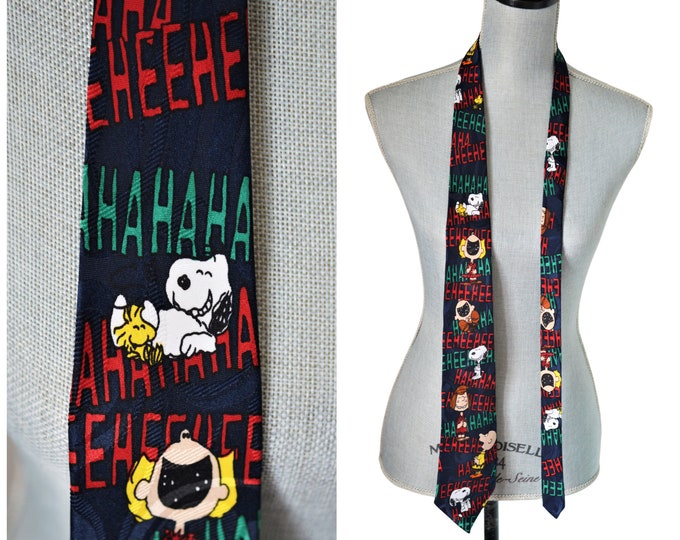 Peanuts Necktie 80s Necktie Snoopy Necktie Navy Blue Character Tie ...