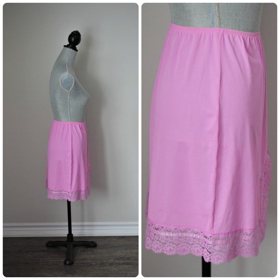 Unique 60s Pink Lace Half Slip With Peekaboo Detail … Gem