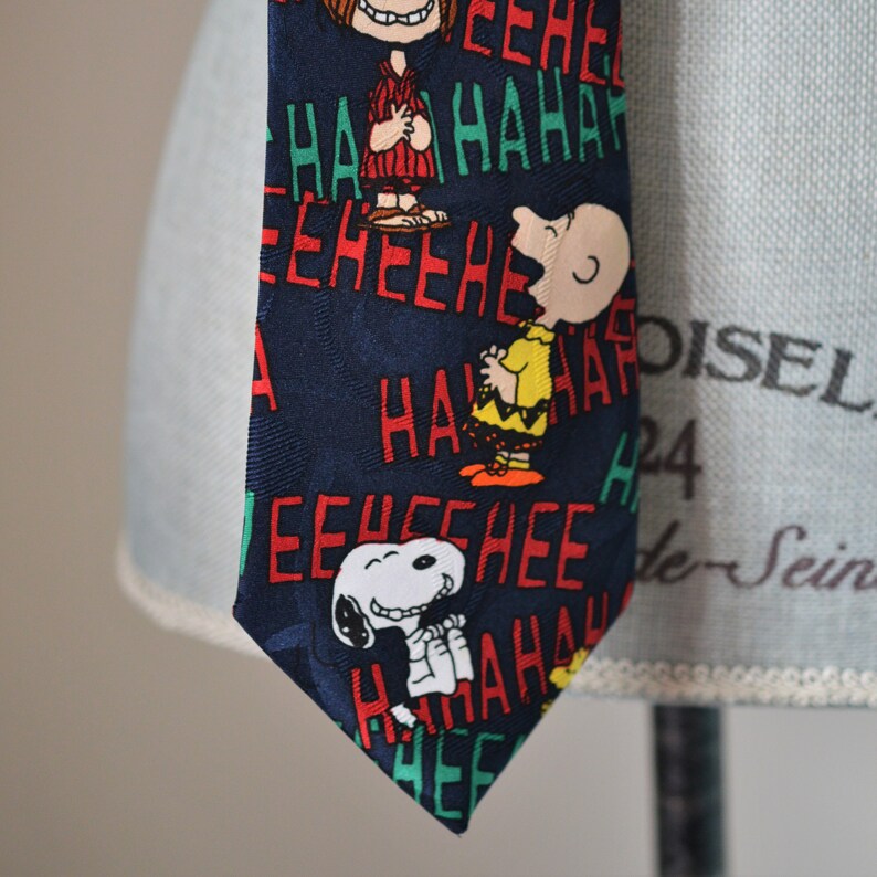 Peanuts Necktie 80s Necktie Snoopy Necktie Navy Blue Character Tie ...