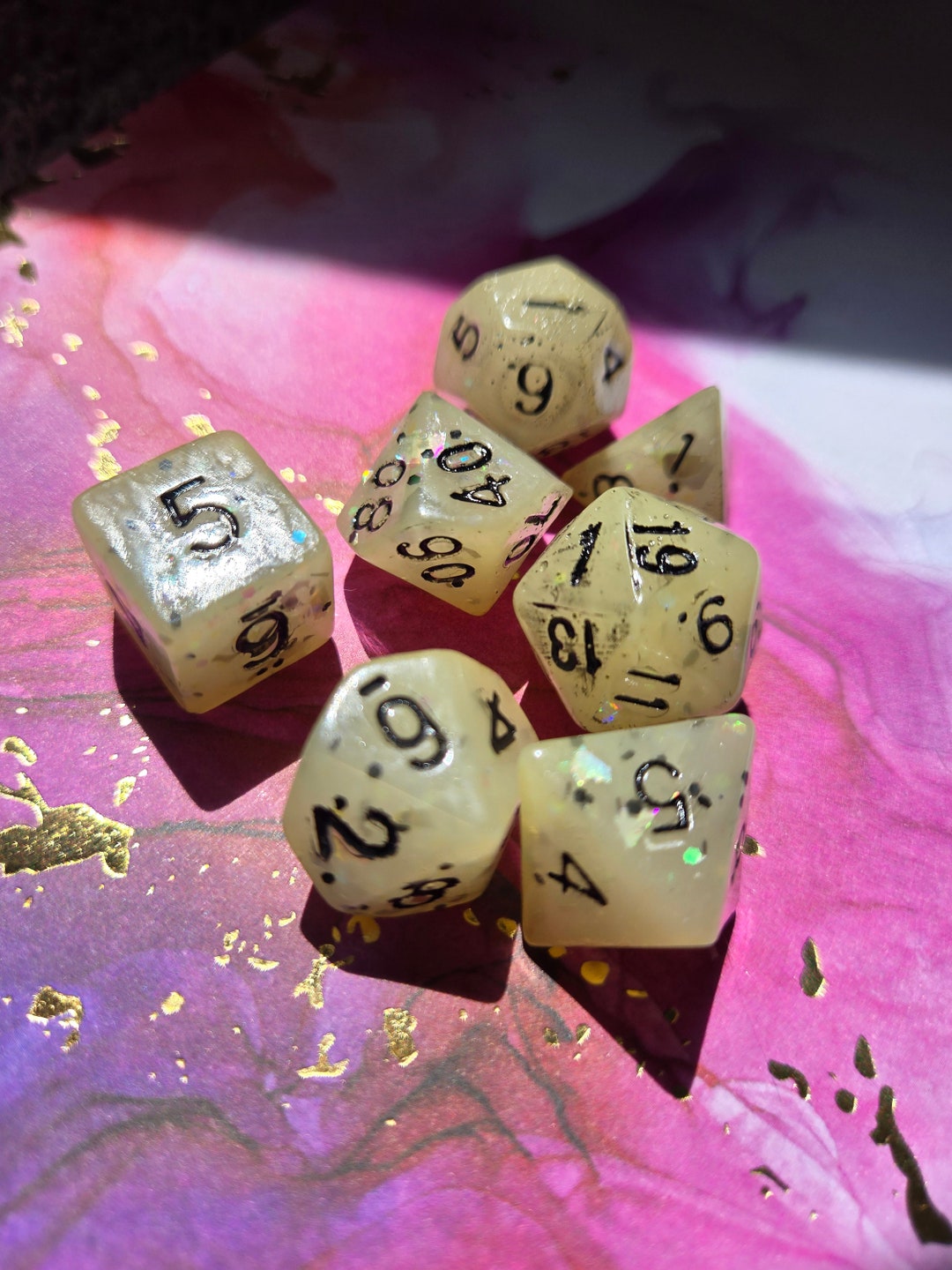 Glittery Bones Dice Set Dnd Ttrpg - Etsy
