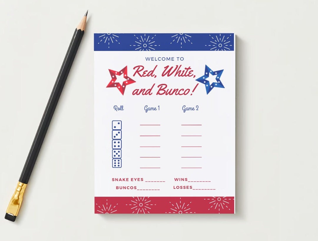 Red, White, and Bunco Scorecards 4th of July, Independence Day Theme ...