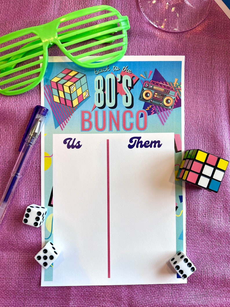 80s Theme Bunco Scorecards: Printable Party Game (instant Download) - Etsy