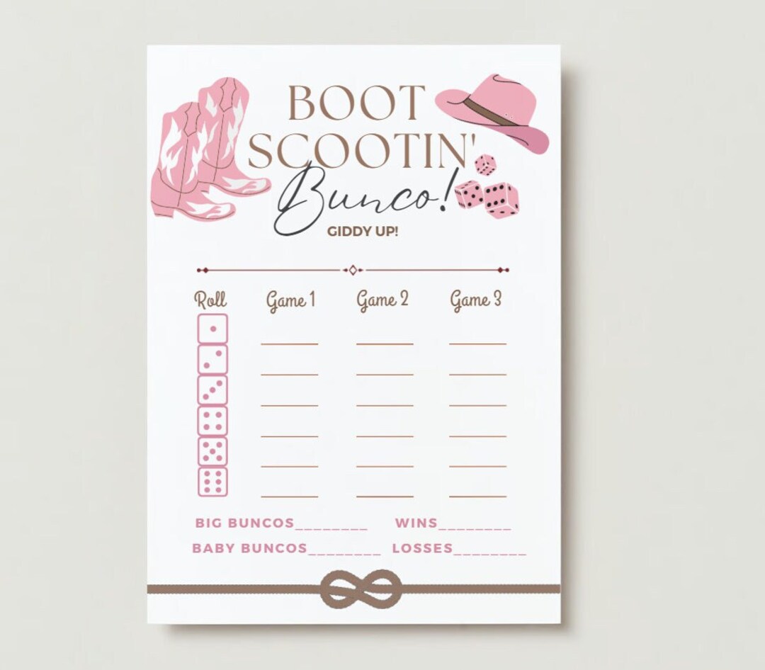 Boot Scootin' Bunco Scorecards Cowgirl Western Theme - Etsy