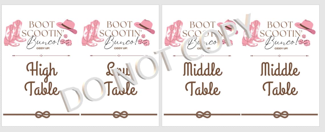 Boot Scootin' Bunco Scorecards - Cowgirl, Western Theme Bunco Cards ...