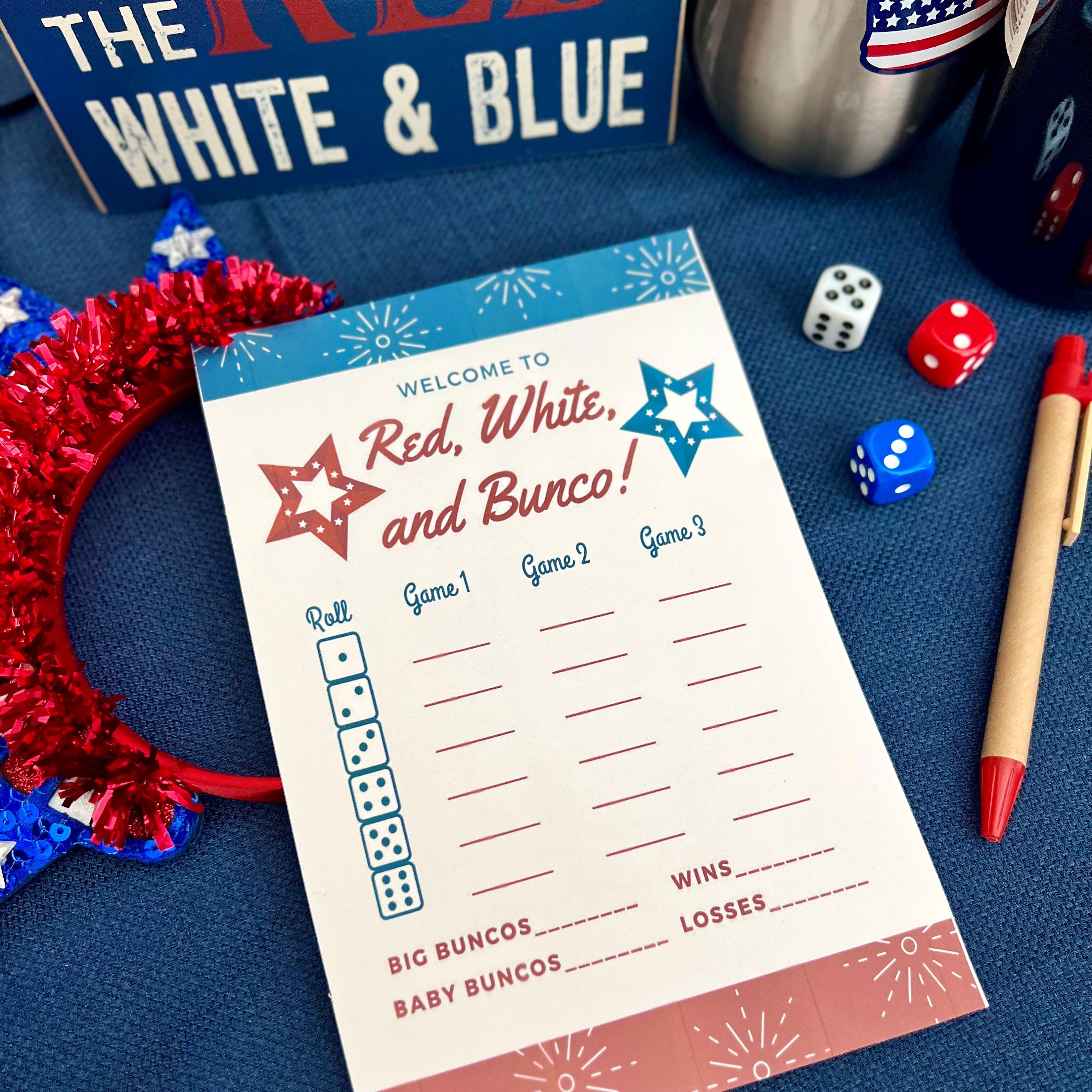Red, White, and Bunco Scorecards: 4th of July Theme (printable Instant ...
