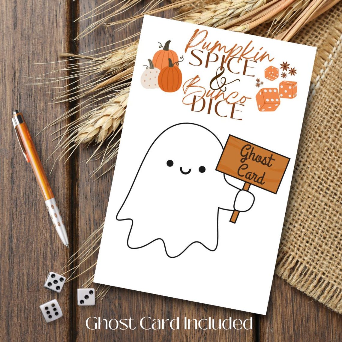 Pumpkin Spice and Bunco Dice Scorecards Set, Printable Instant Download ...