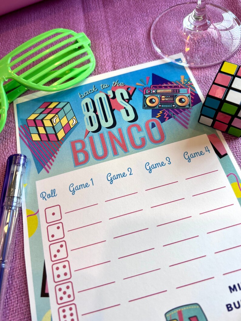 80s Theme Bunco Scorecards: Printable Party Game (instant Download) - Etsy
