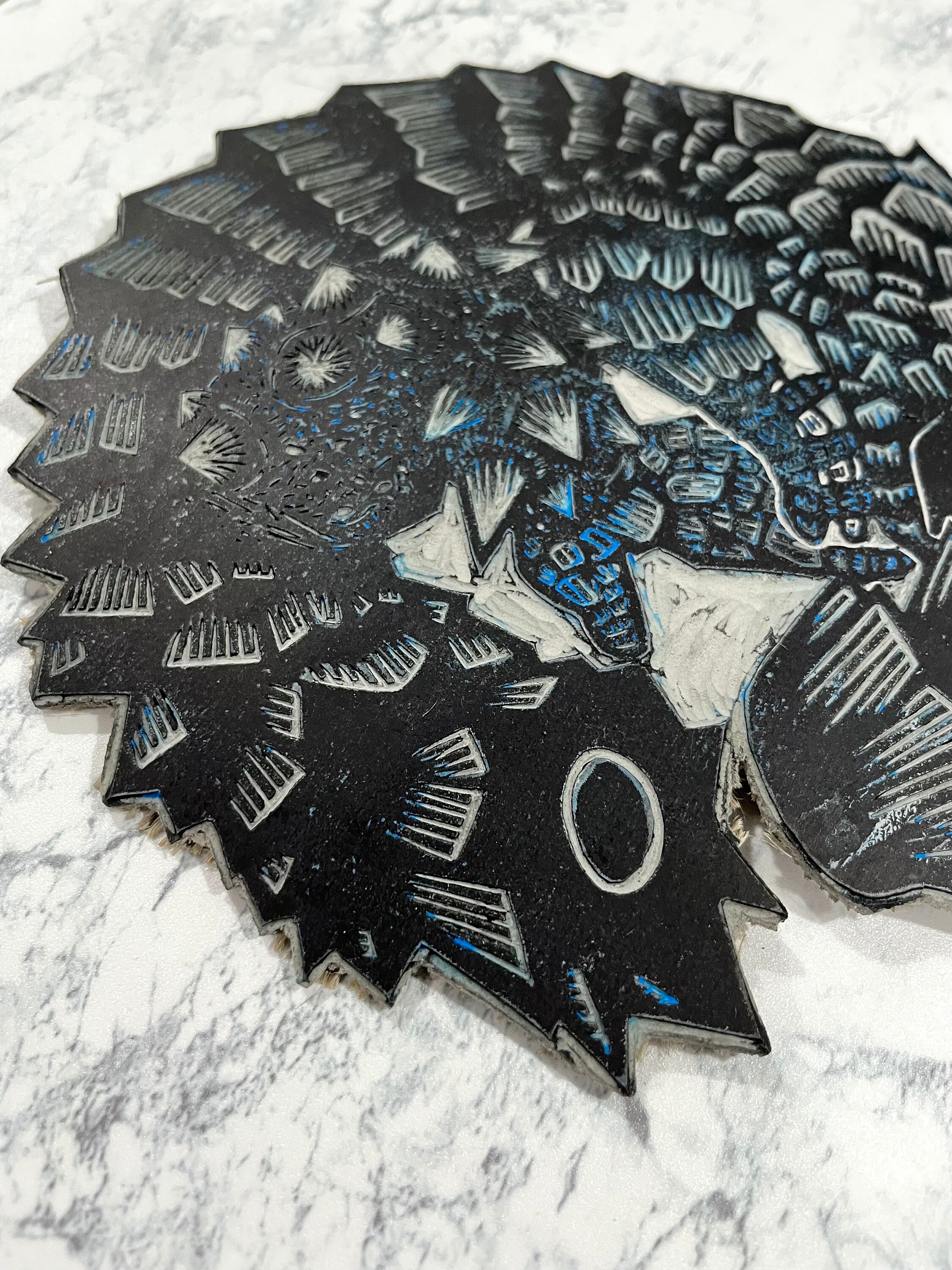 Armadillo Girdled Lizard Relief Print | Ouroboros Symbolism Linocu ...