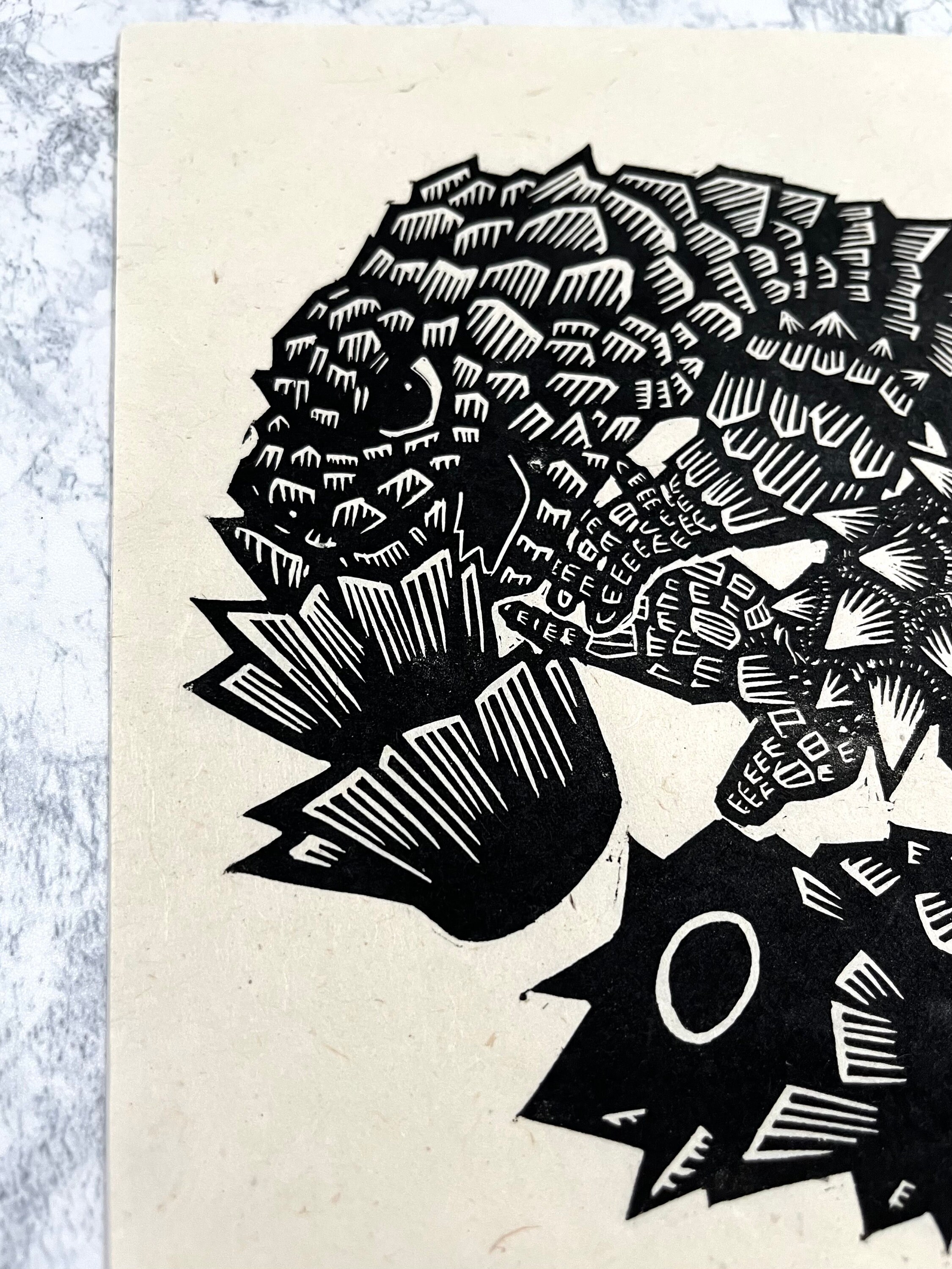 Armadillo Girdled Lizard Relief Print | Ouroboros Symbolism Linocu ...