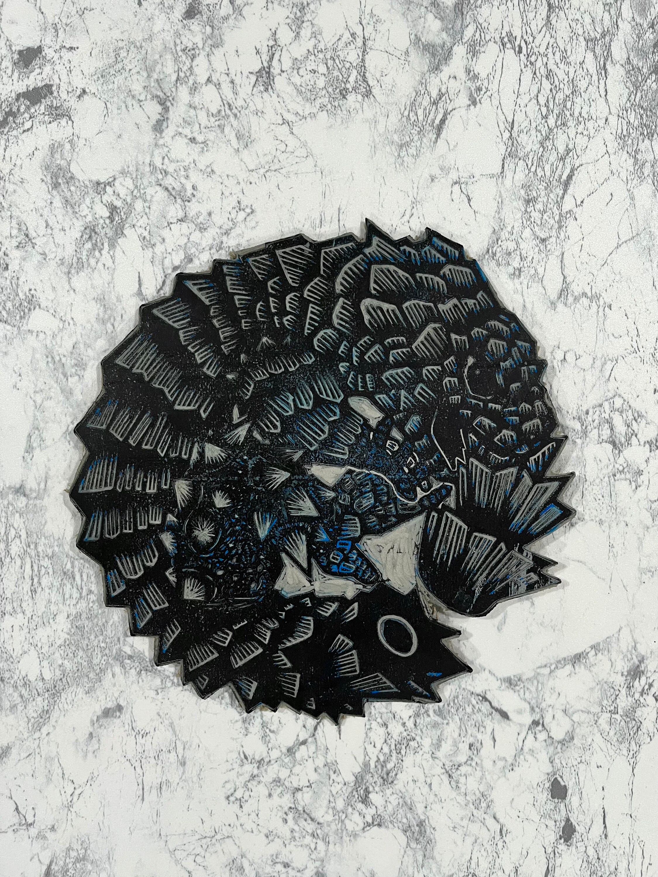 Armadillo Girdled Lizard Relief Print | Ouroboros Symbolism Linocu ...