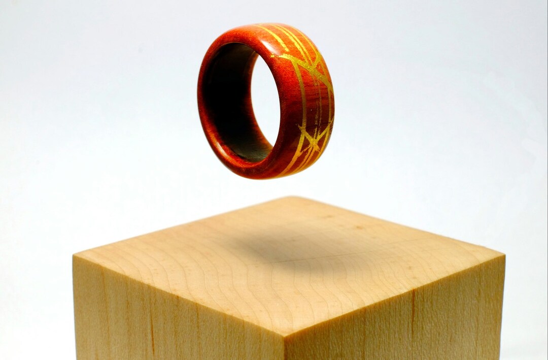 Pink Ivory and Gold Wooden Ring - Etsy