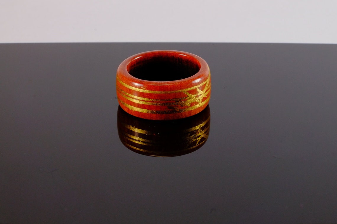 Pink Ivory and Gold Wooden Ring - Etsy
