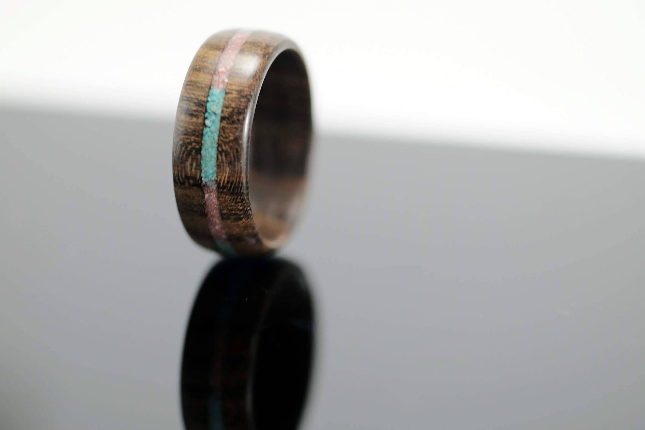 Wooden Ring With Stone Inlay - Etsy