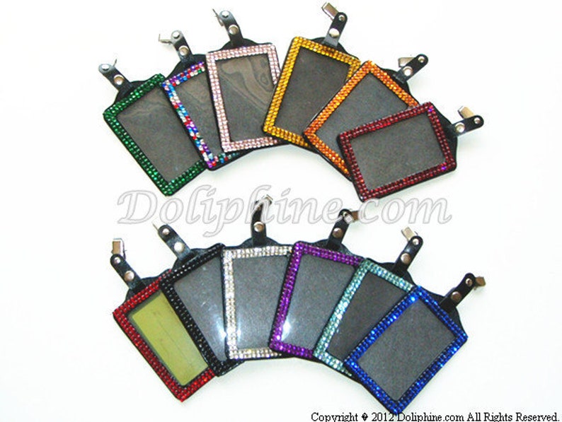 Bulk 12X Vertical Rhinestone ID Leather Badge Holder With | Etsy