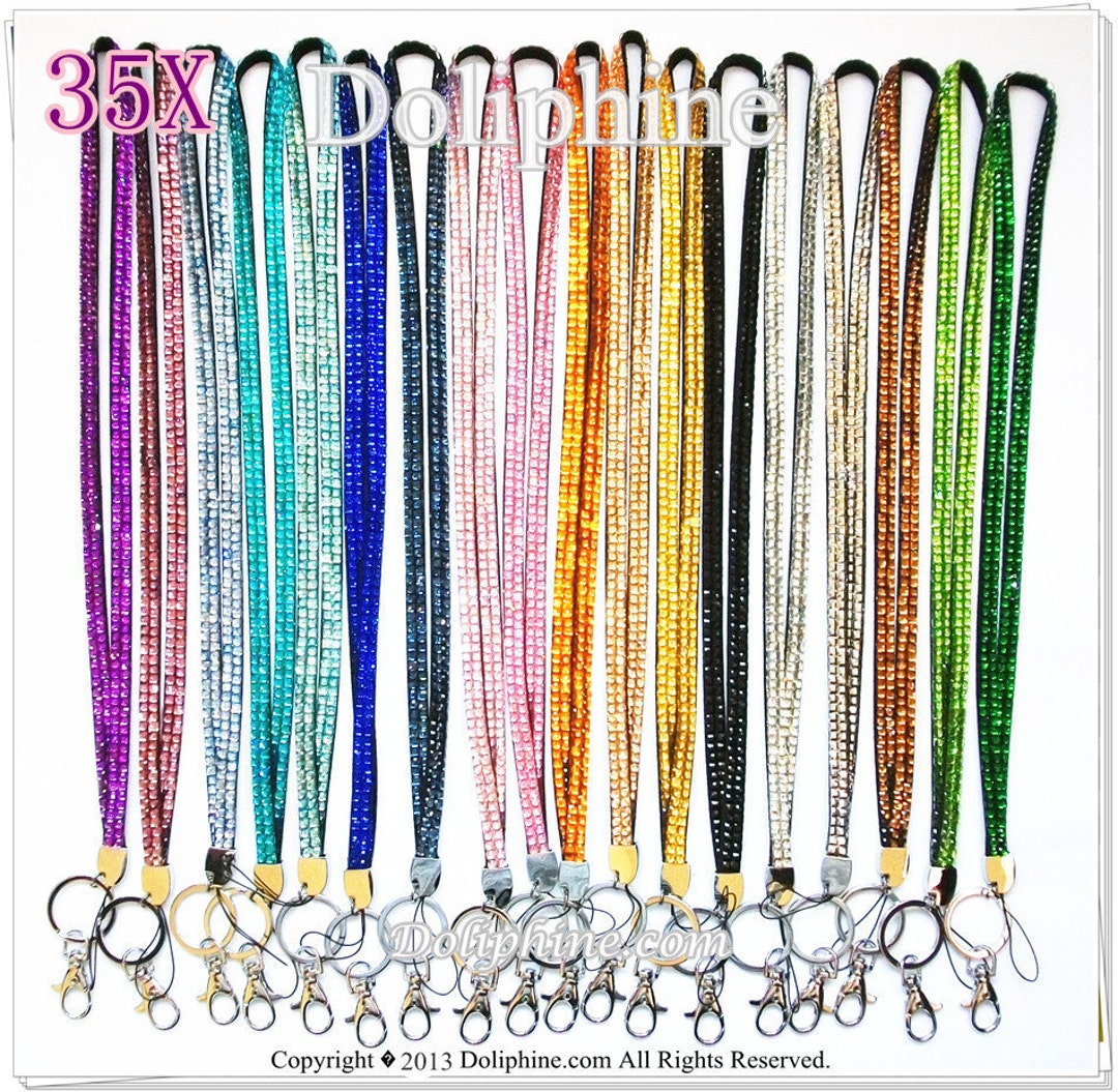 Bulk Order 35X Crystal Rhinestone Bling LANYARD Keychain for Key/ ID Badge /cell Phone/usb ...