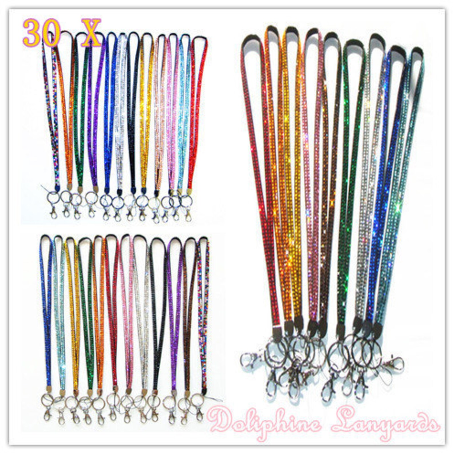 Bulk Order 30X Colorful Rhinestone Bling LANYARD Keychain Key/ | Etsy