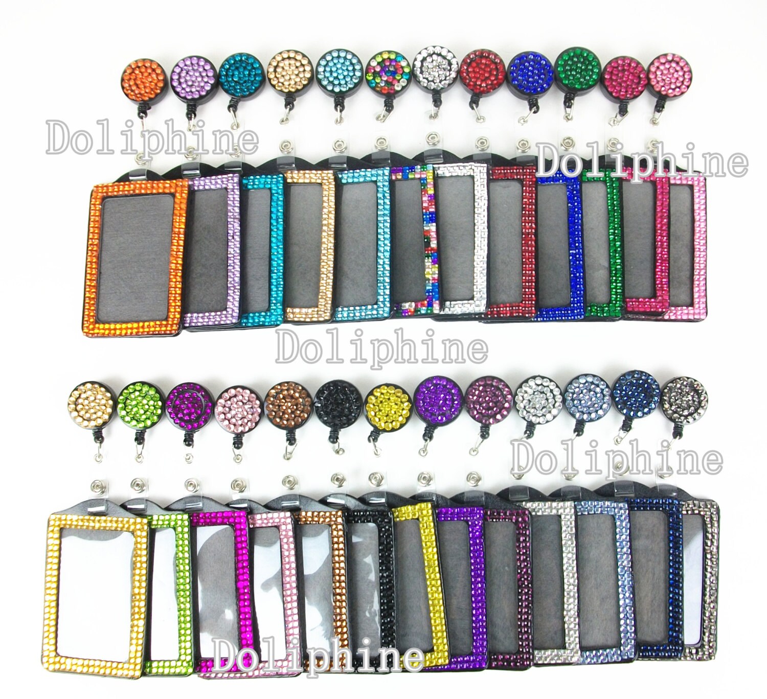 2 in 1 Multi Color Bling Rhinestone Retractable Reel and | Etsy