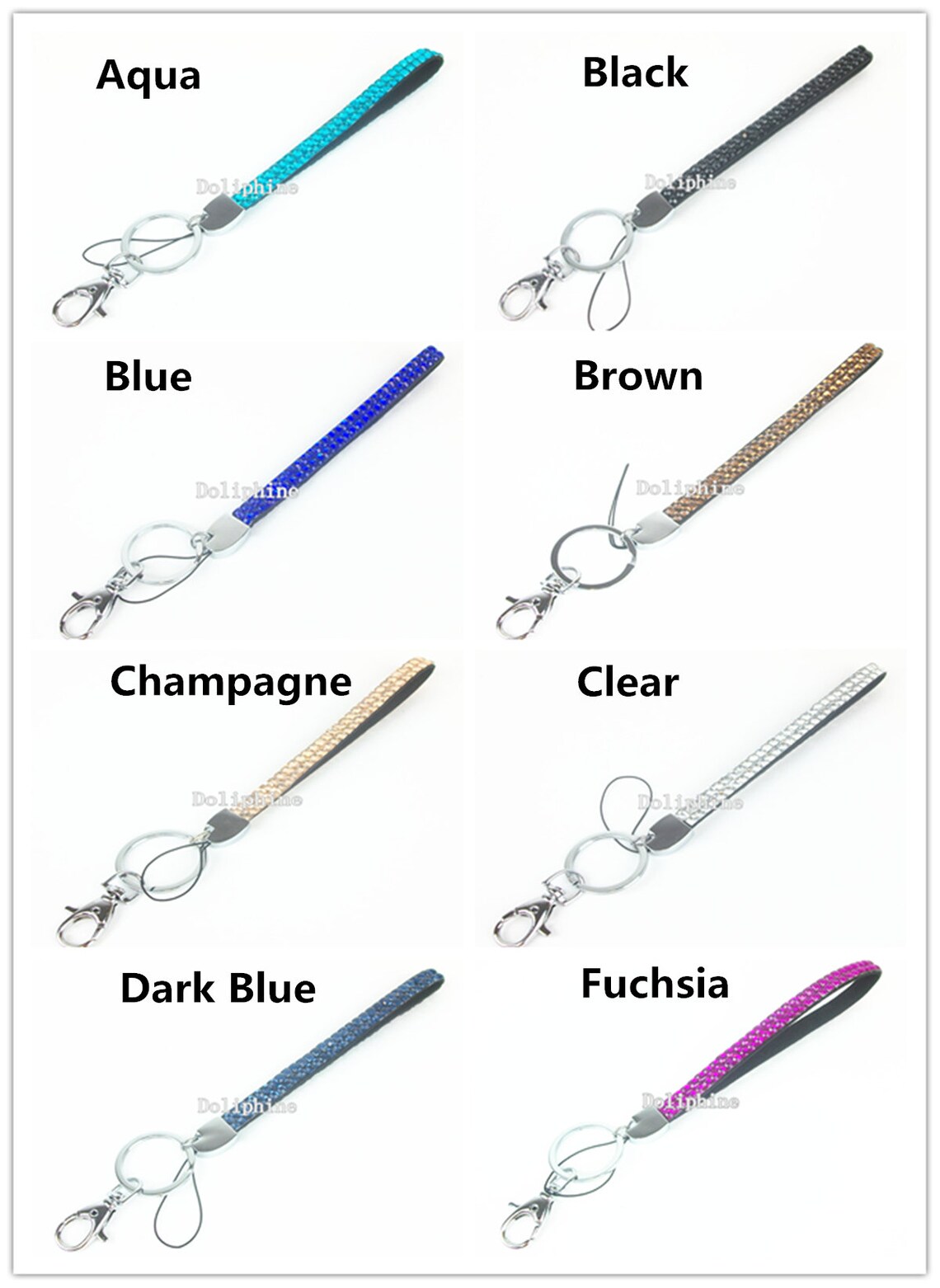 Rhinestone Bling Wristlet Key Fob Key Chain for Key / ID - Etsy