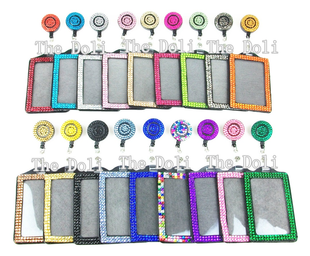 2 in 1 Multi Color Vertical Badge Holder and Swivel Clip ID Badge Reel ...