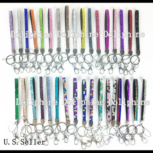 Rhinestone Bling Wristlet Key Fob Key Chain for Key / ID - Etsy