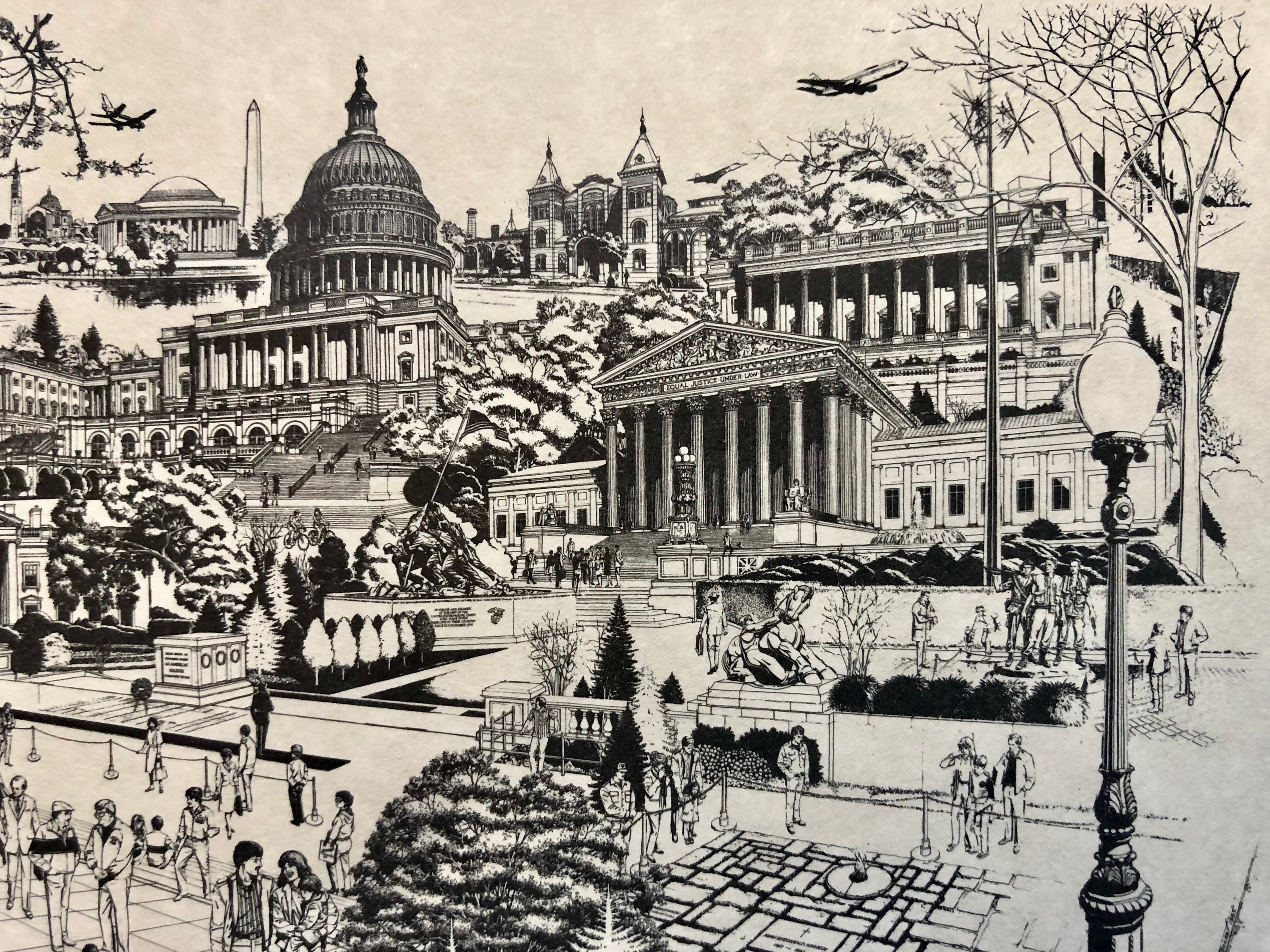 George Becker 1985 Washington DC Landmarks Montage Greeting Card With ...