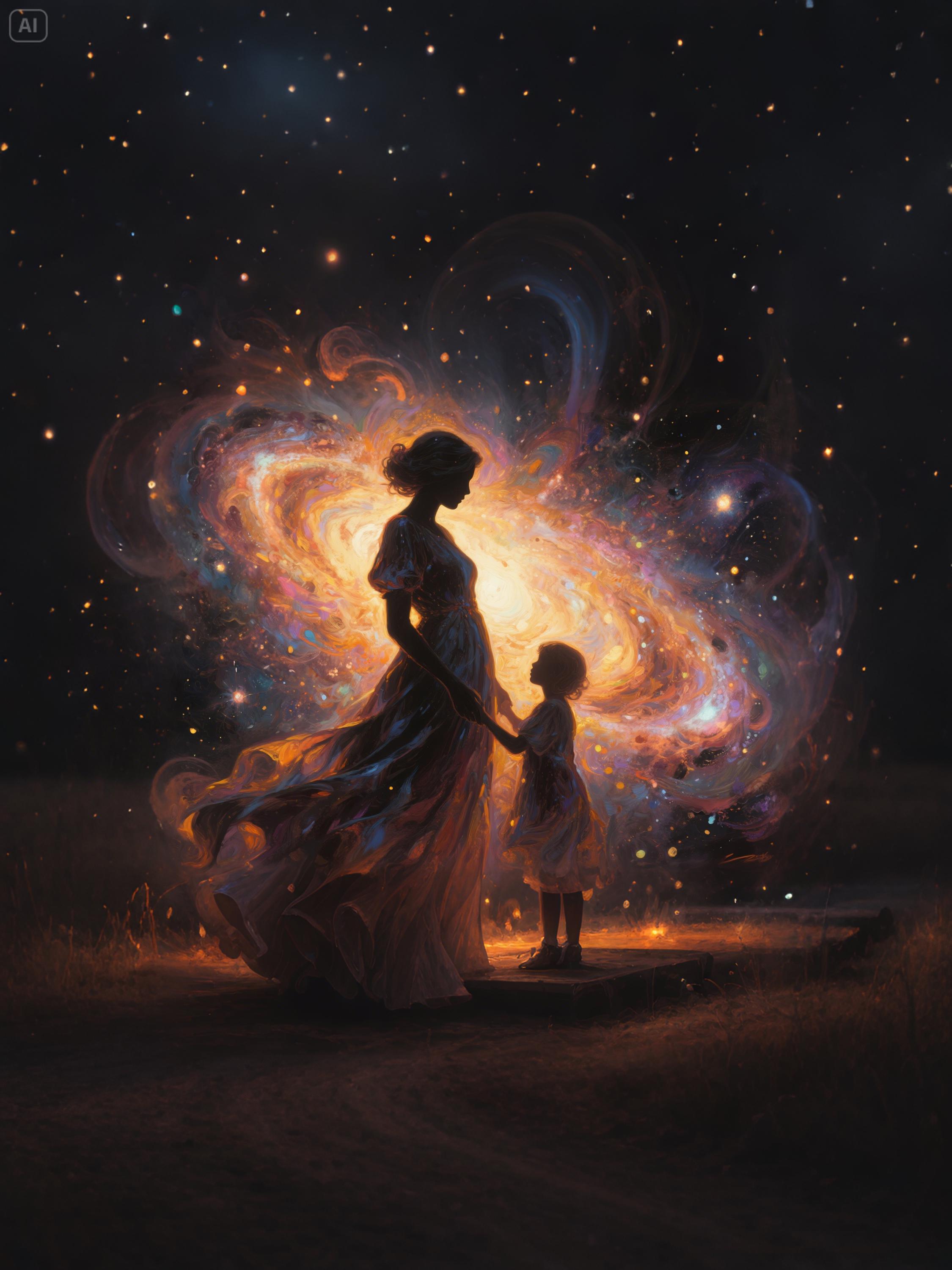 Mother’s Day Art Print | Celestial Mother's Embrace – Spiritual Galaxy ...