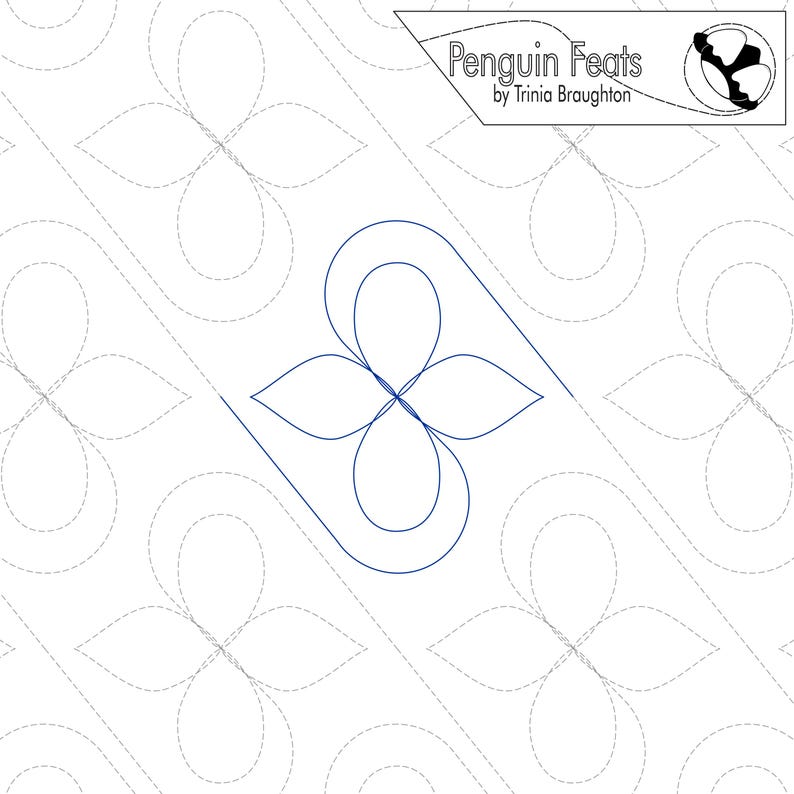 BIAS BLOOM Digital Quilting Pantograph: Diagonal Floral Tessellation ...