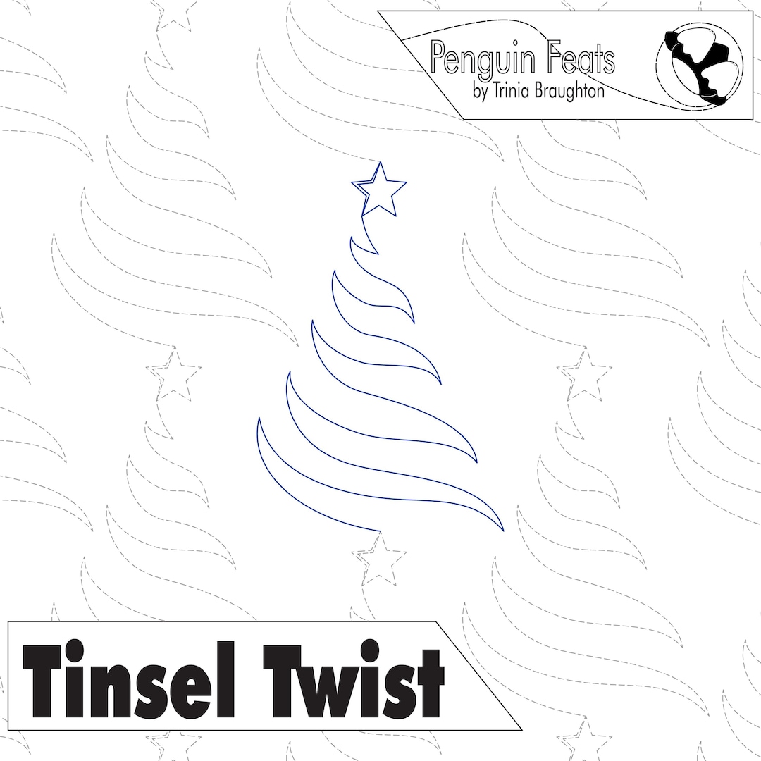 TINSEL TWIST Digital Quilting Pantograph– Modern Christmas Tree Pattern ...