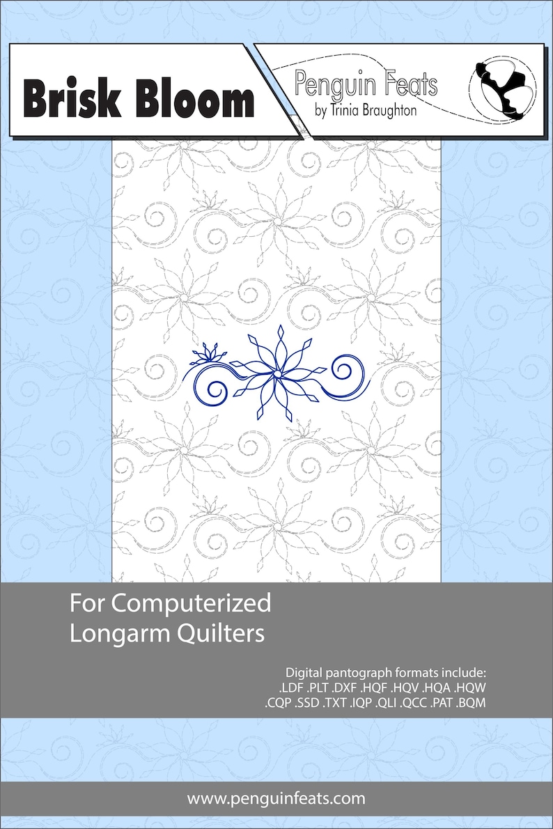 BRISK BLOOM Digital Quilting Pantograph: Winter Snowflake E2E Longarm ...