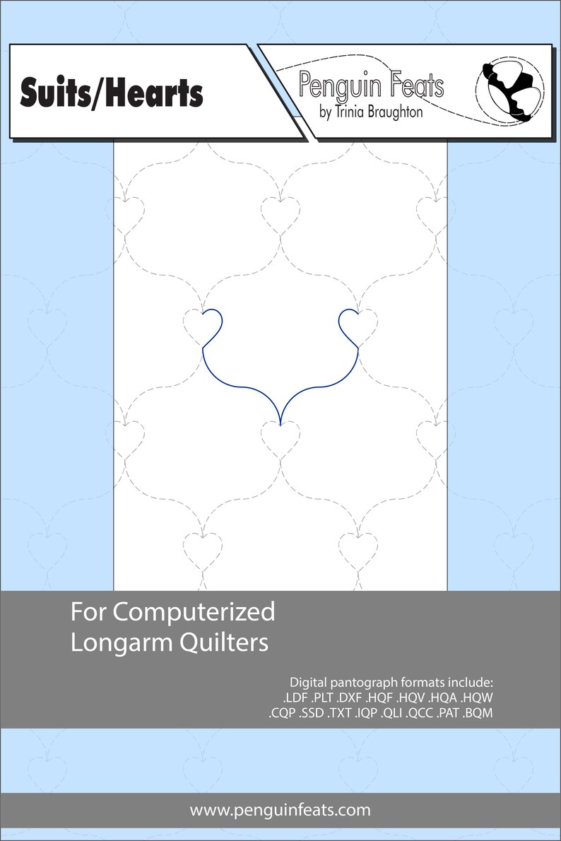 HEARTS Digital Quilting Pantograph | Computerized Longarm Pattern ...