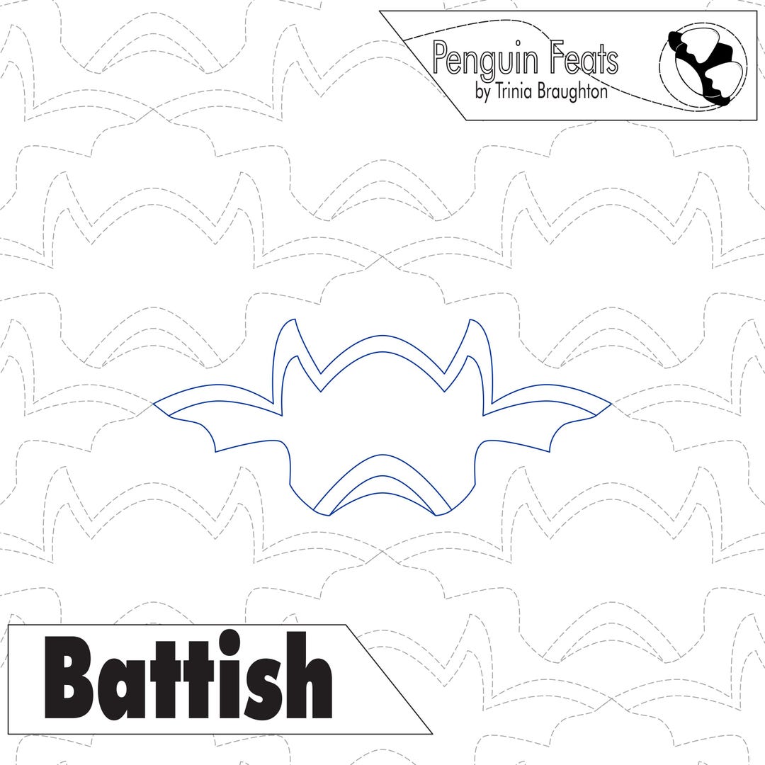 BATTISH Digital Quilting Pantograph: Modern Bat E2E Quilt Pattern ...