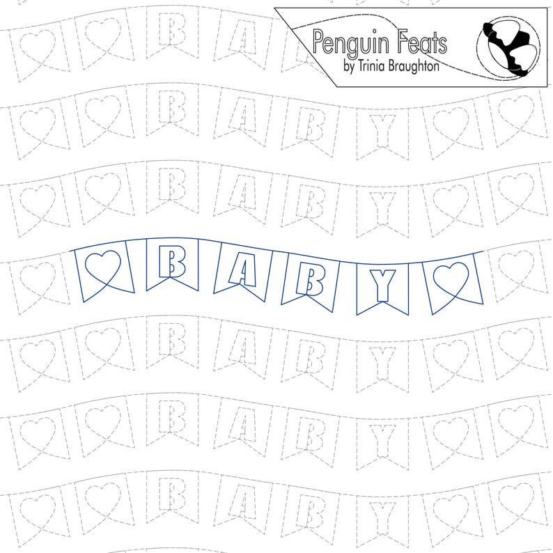 BANNER BABY Digital Quilting Pantograph: Baby Shower Pennant Longarm ...