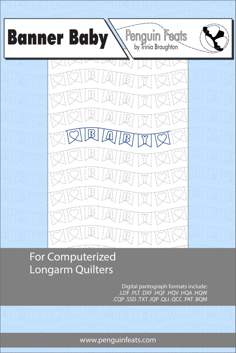 BANNER BABY Digital Quilting Pantograph: Baby Shower Pennant Longarm ...