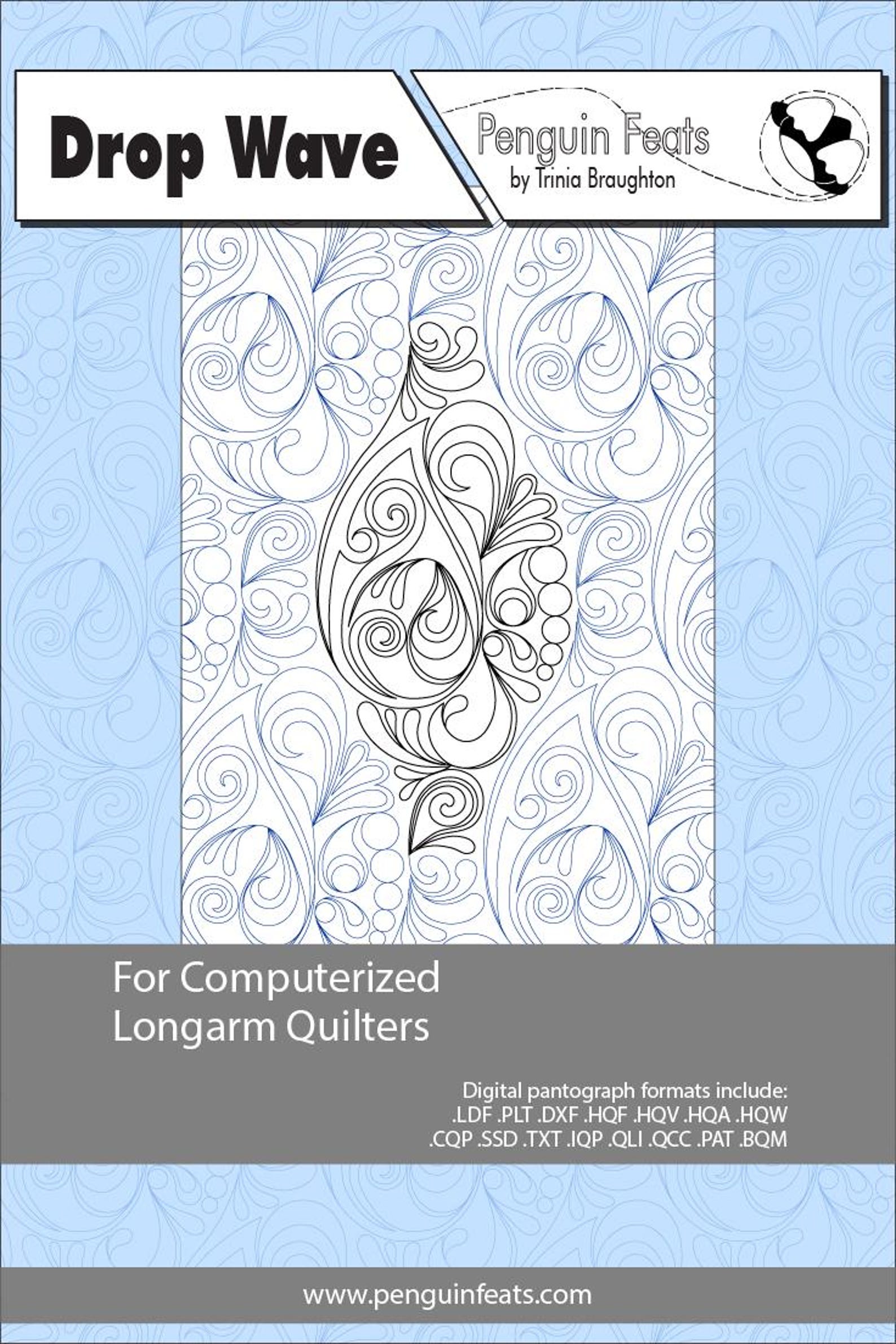 DROP WAVE Digital Quilting Pantograph: Modern Longarm E2E Quilt Pattern ...