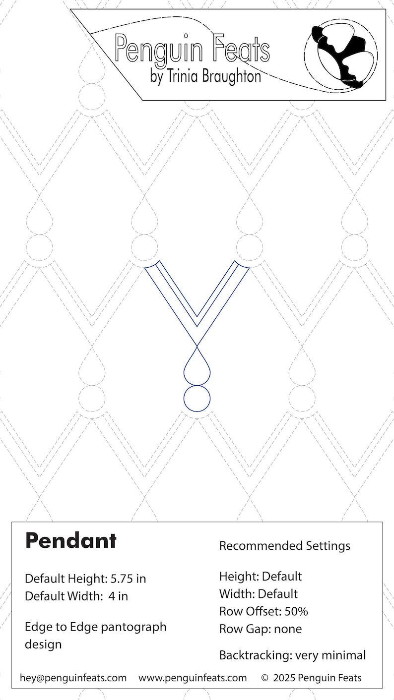 PENDANT – Seamless Diamond & Bead Digital Quilting Pantograph for ...
