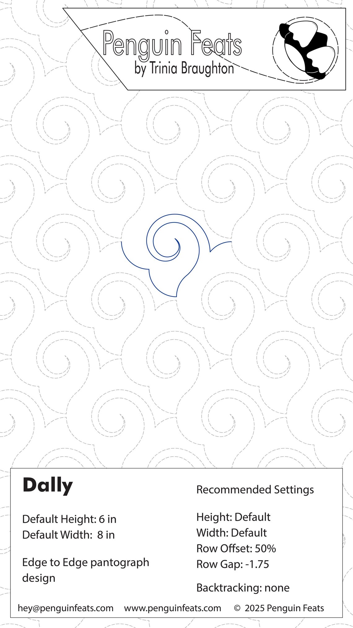 DALLY Digital Quilting Pantograph | Modern Swirl Computerized Longarm ...