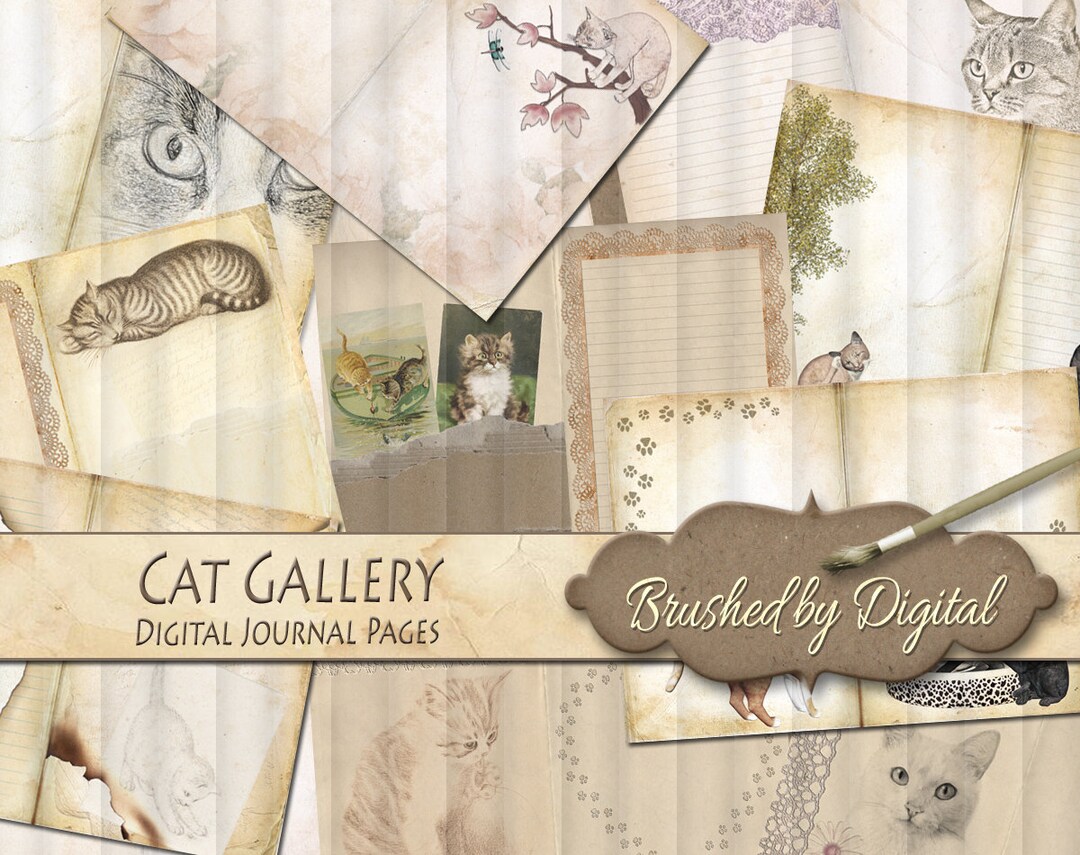 Printable Journal Cat Journal Digital Dairy Cat Book Pages Junk Journal ...
