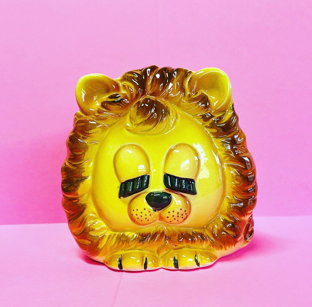 Vintage Ceramic Eyelash Lion Planter by Inarco - Etsy