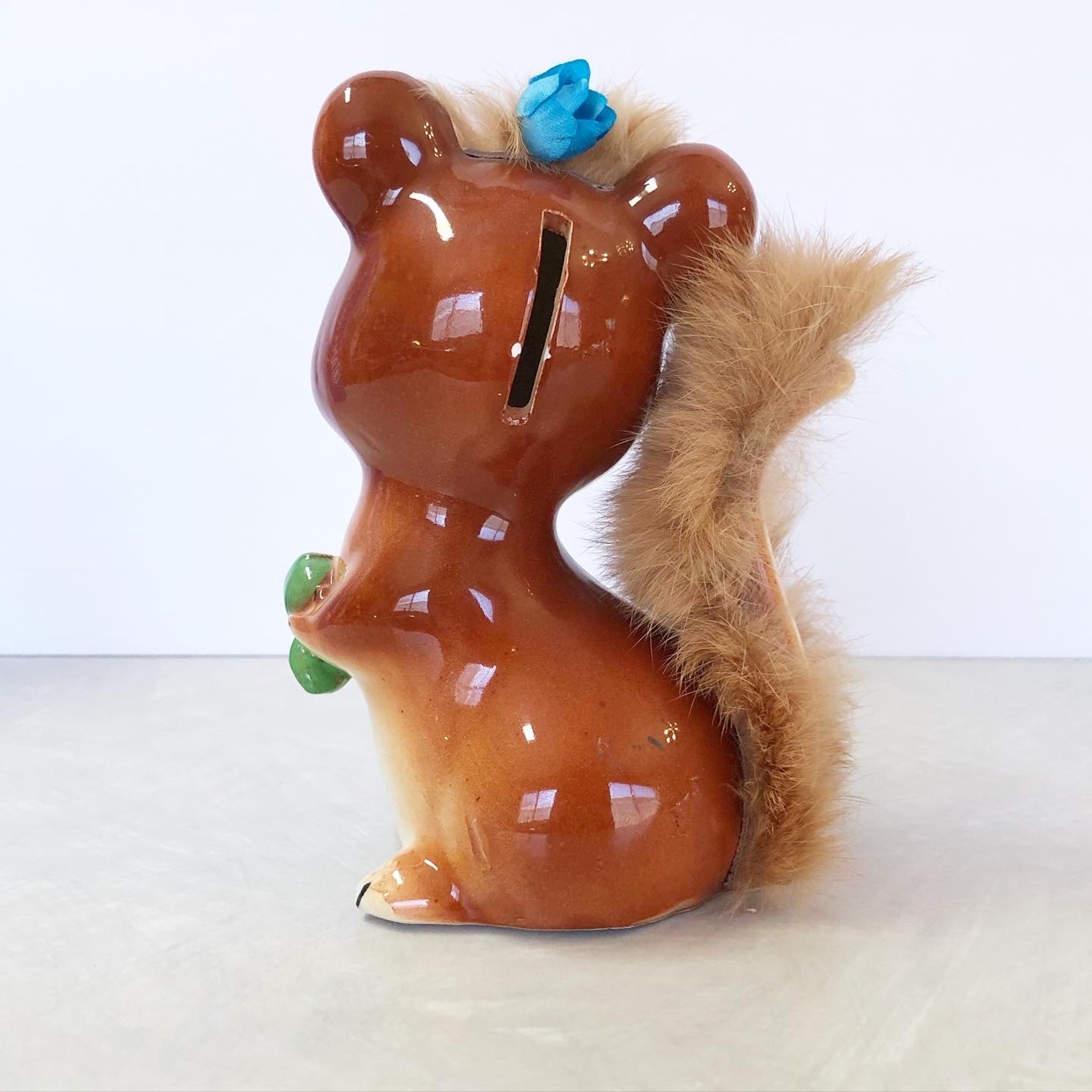 Vintage Ceramic Furry Squirrel Bank - Etsy