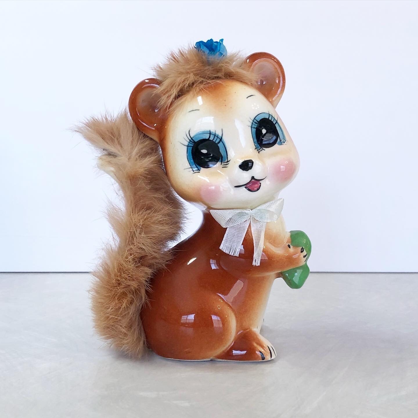 Vintage Ceramic Furry Squirrel Bank - Etsy
