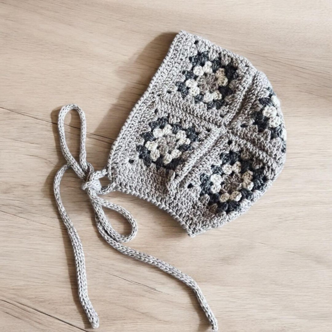 Granny Square Bonnet Crochet Bonnet Women Granny Square Head Scarf ...