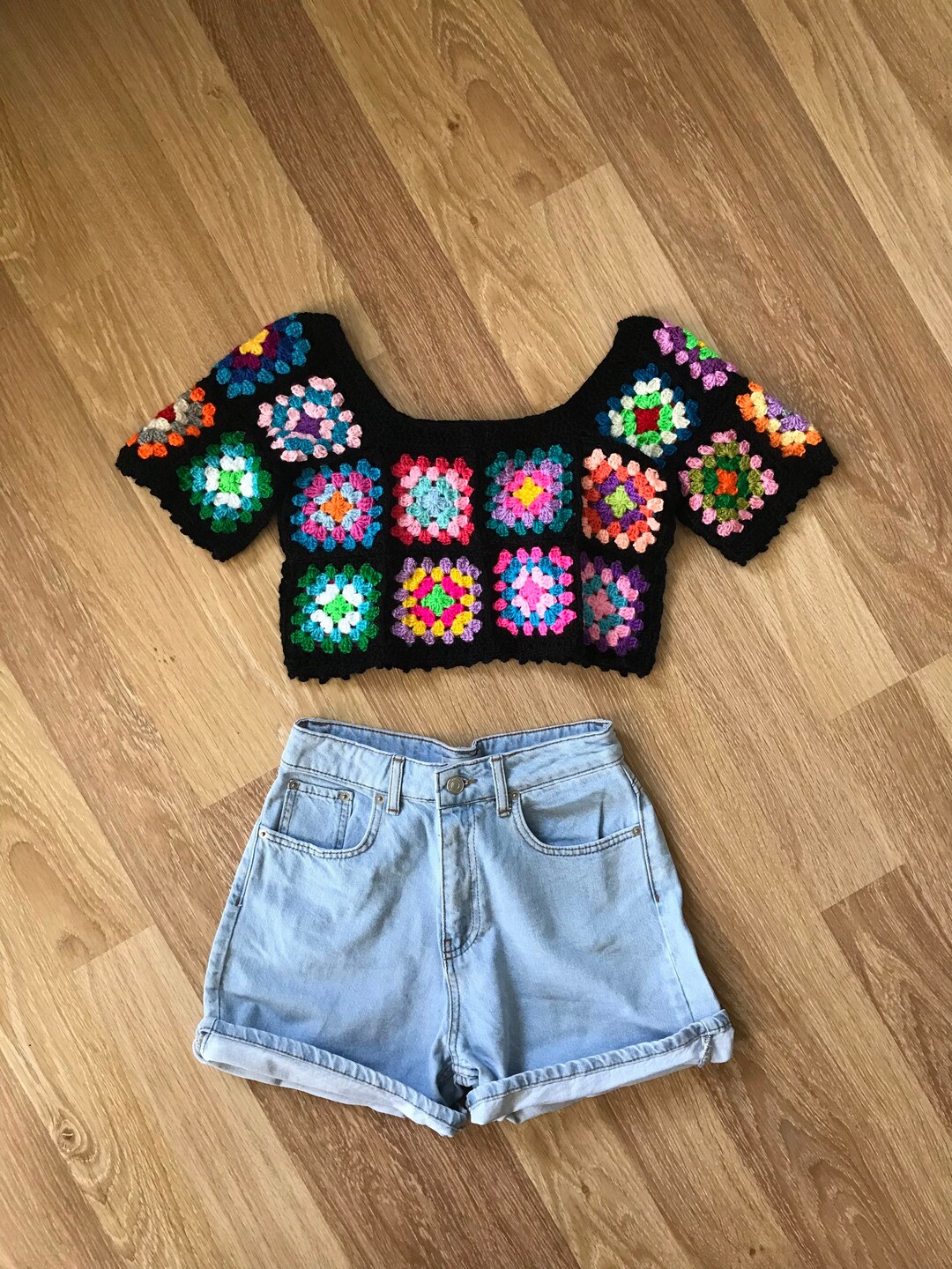 Granny Square Mini Crop Top Crochet Crop Top for Teens Granny Square ...