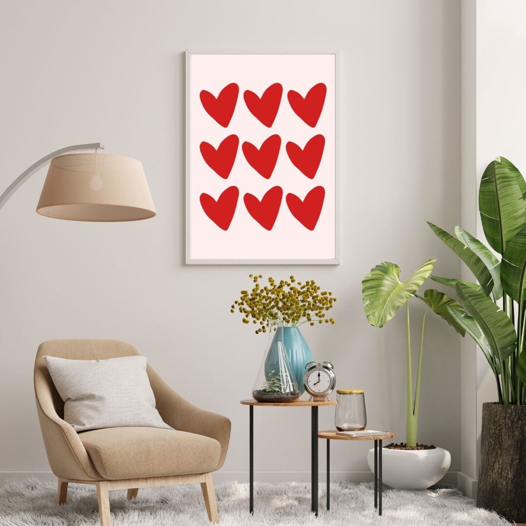 Hearts Digital Poster Printable Wall Art Kids Room Decor Nursery Room ...