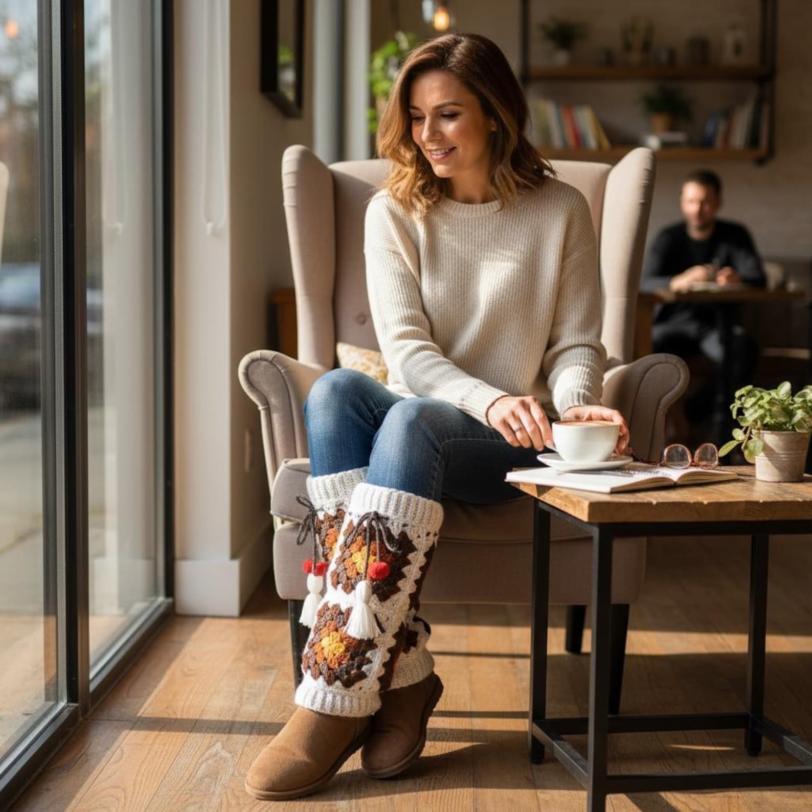 Best Selling Boho Leg Warmers, Granny Square Pattern Legwarmers ...