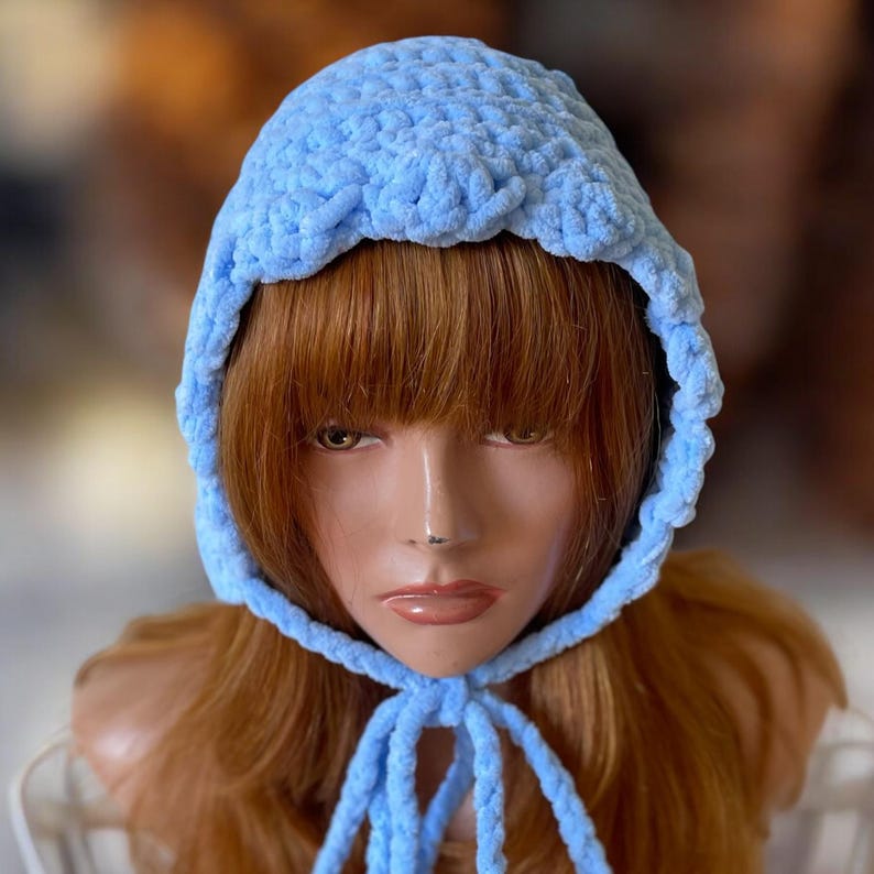 Knit Fluffy Tie Bonnet: Plush Winter Beanie, Crochet Balaclavagift - Etsy