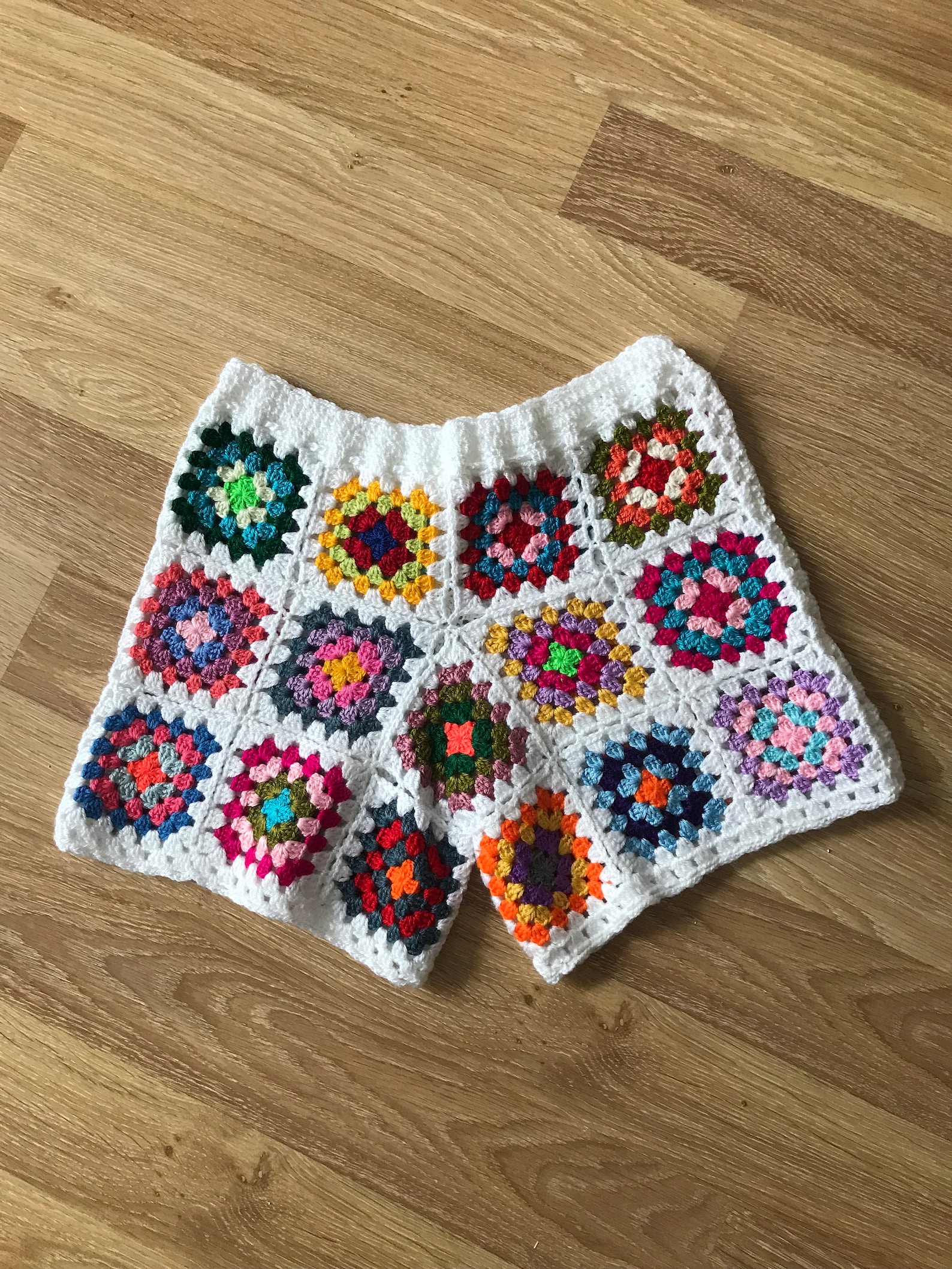Unisex Crochet Granny Square Shorts: Colorful Patchwork Festival ...