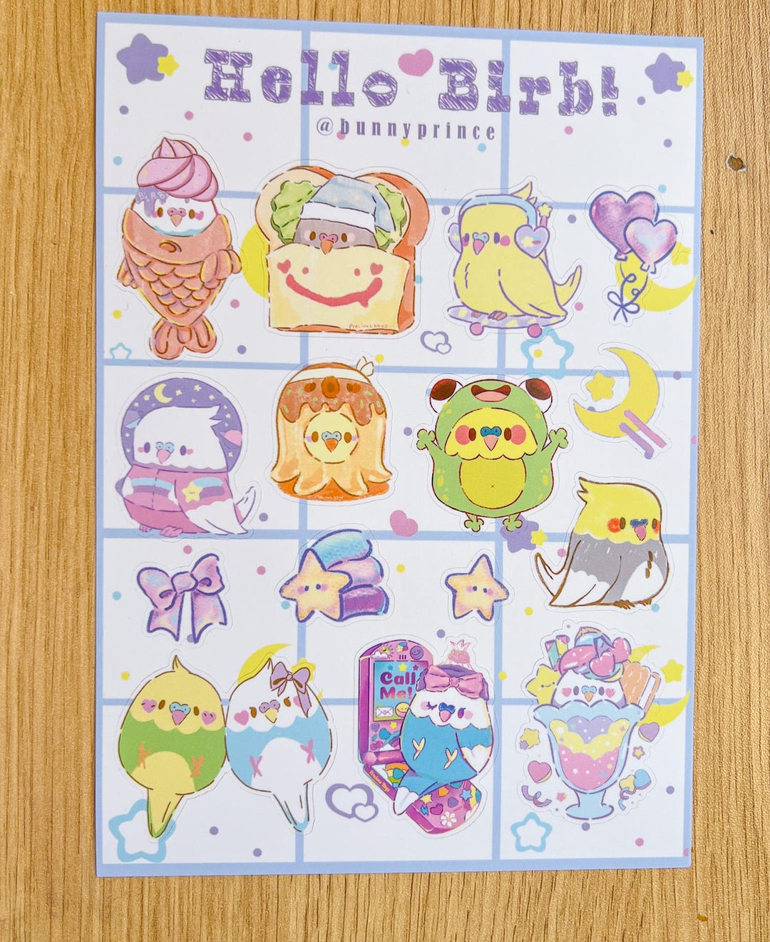 Hello Birb! Sticker Sheet | Kawaii Budgie Parakeet Sticker Sheet for ...