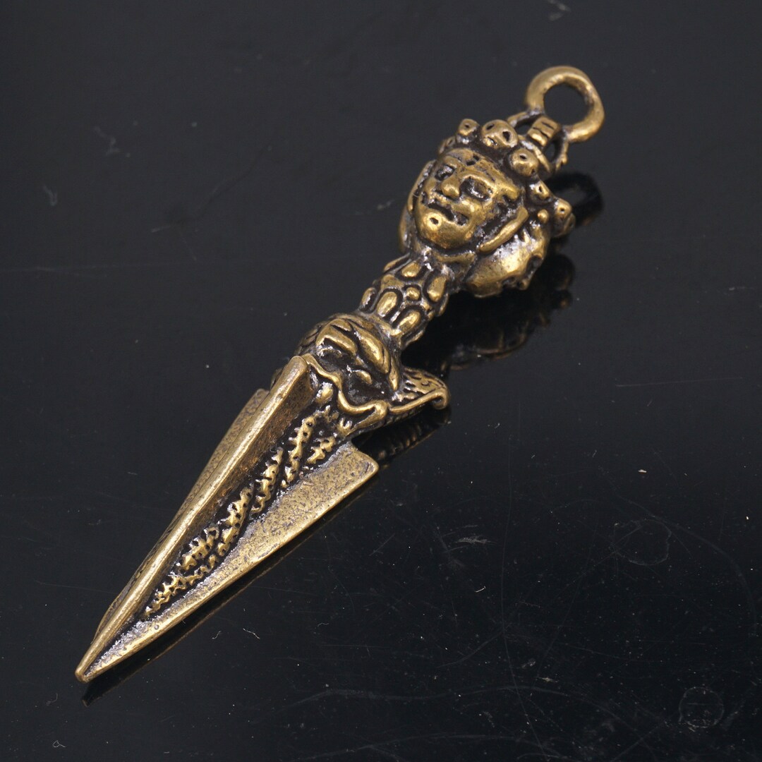 1PC Tibetan Vajra Charm, Buddhist Ritual Tantric 3-faced Iron Phurba ...