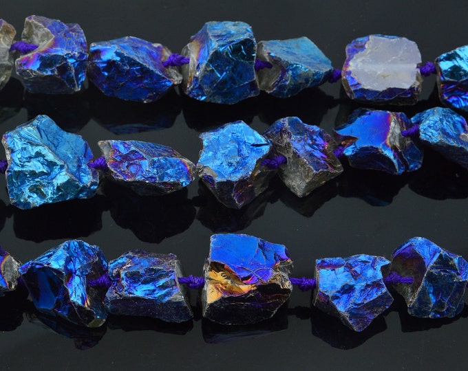 16 Blue Titanium Coated Quartz Quartz Nugget Stone Loose Bead - Etsy