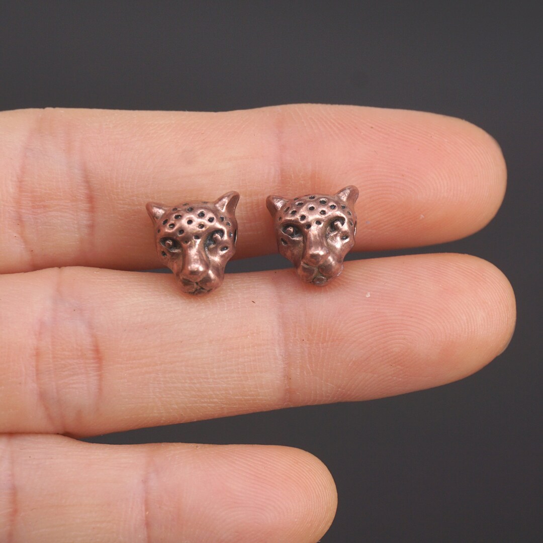 Leopard Head Beads , Copper Color Spacer Beads , Animal Chrams Bead ...